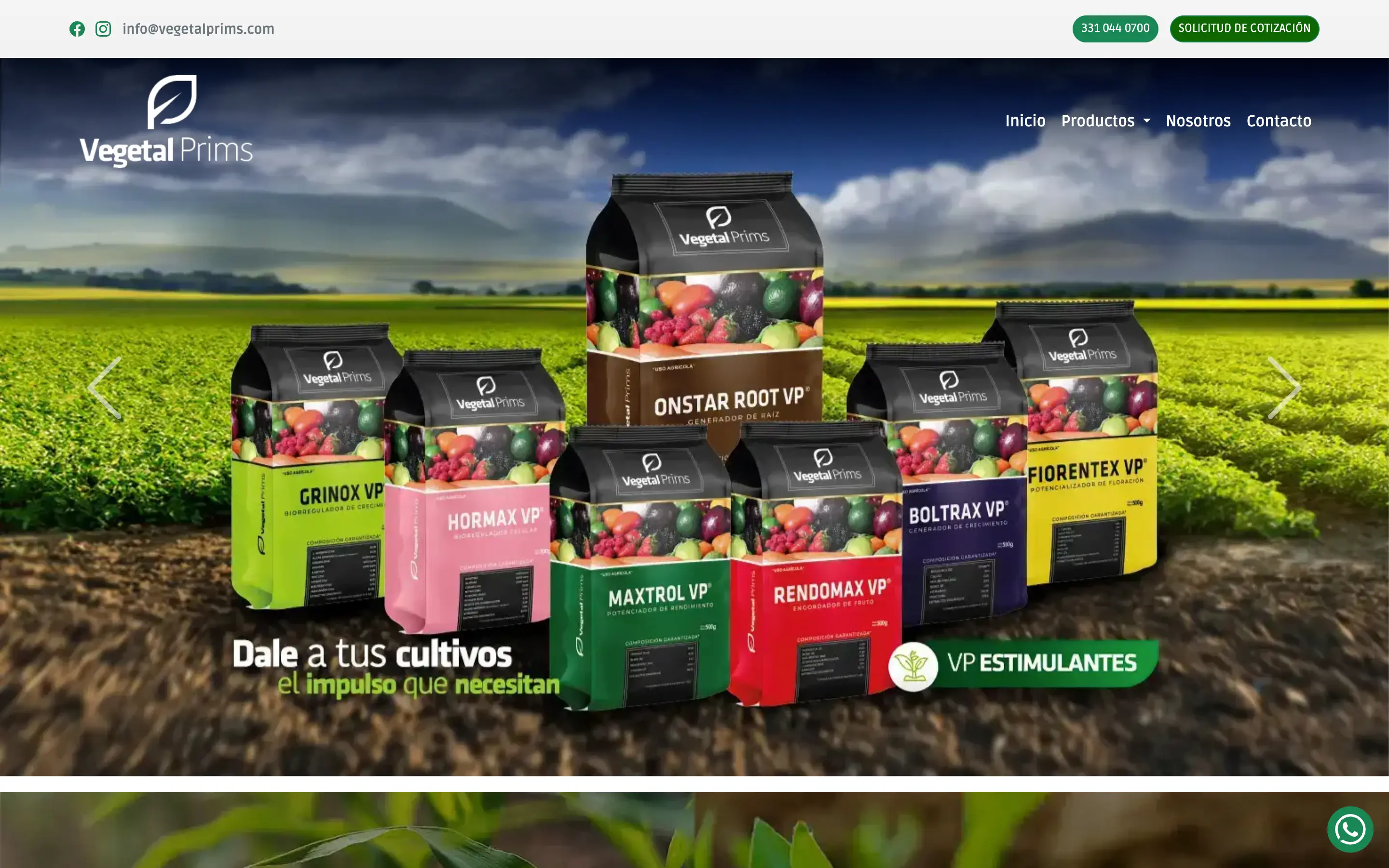 Productos · VP Bioestimulantes · BIORCAL VP - Vegetal Prims